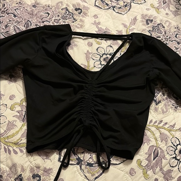 Tops | Rare Bombshell Top Black Ruched Womens Top | Poshmark
